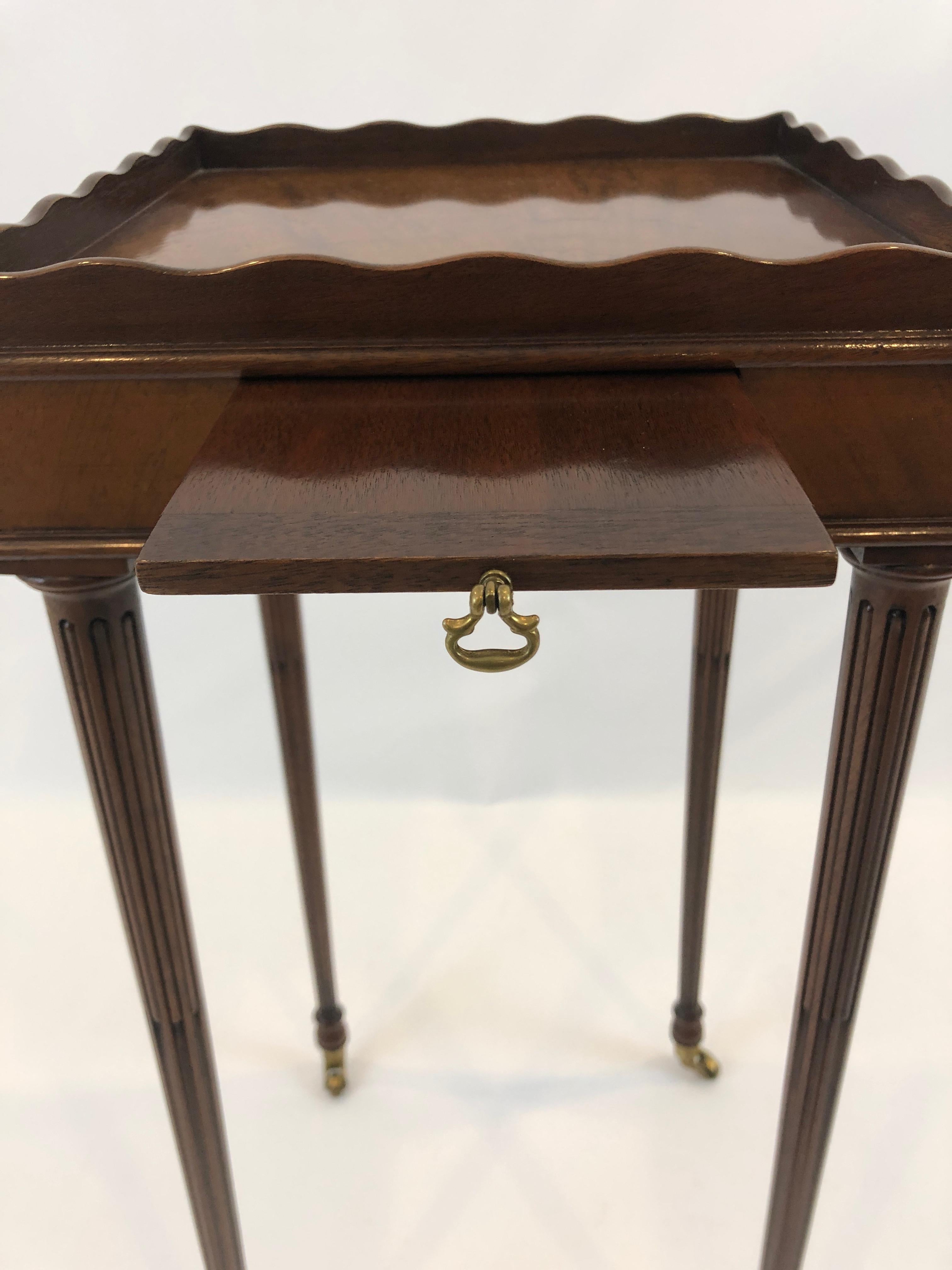 Very Elegant Baker Mahogany Small Square Side Table with Slide at ...