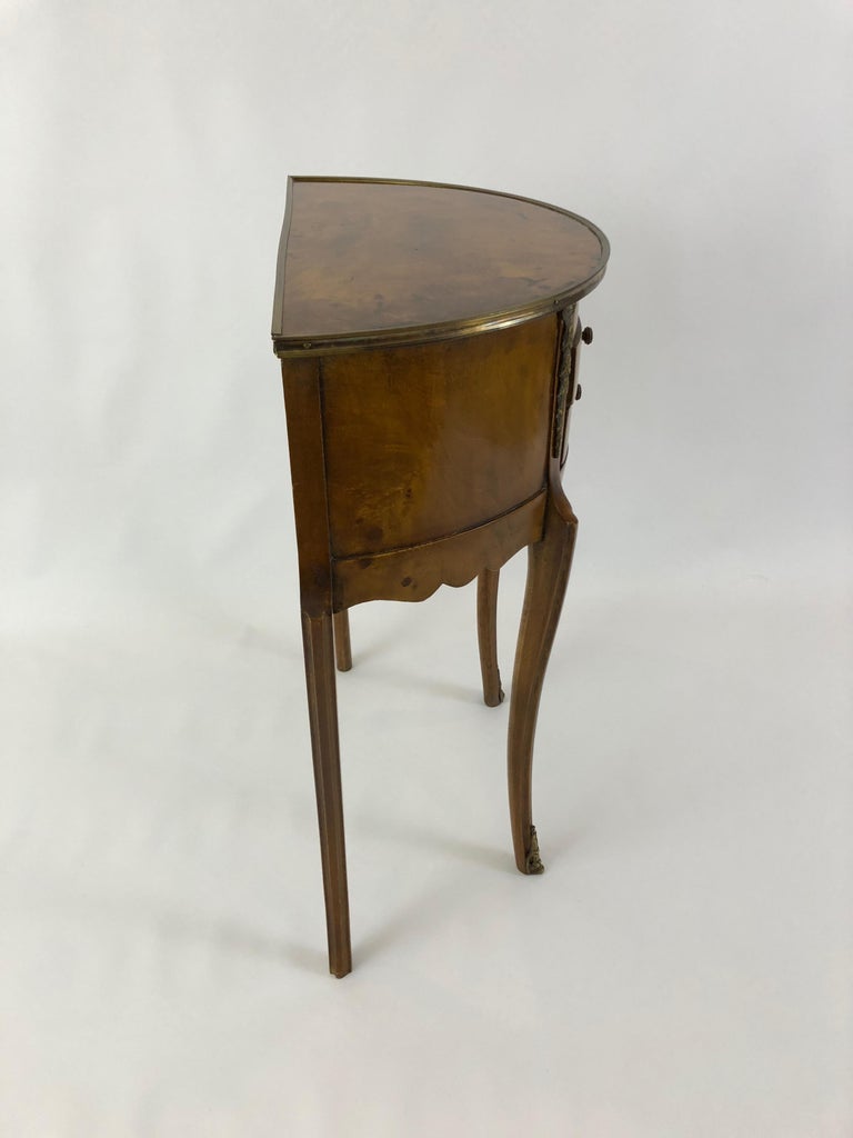 Very Elegant Italian 3-Drawer Burl Wood Demilune Console at 1stDibs