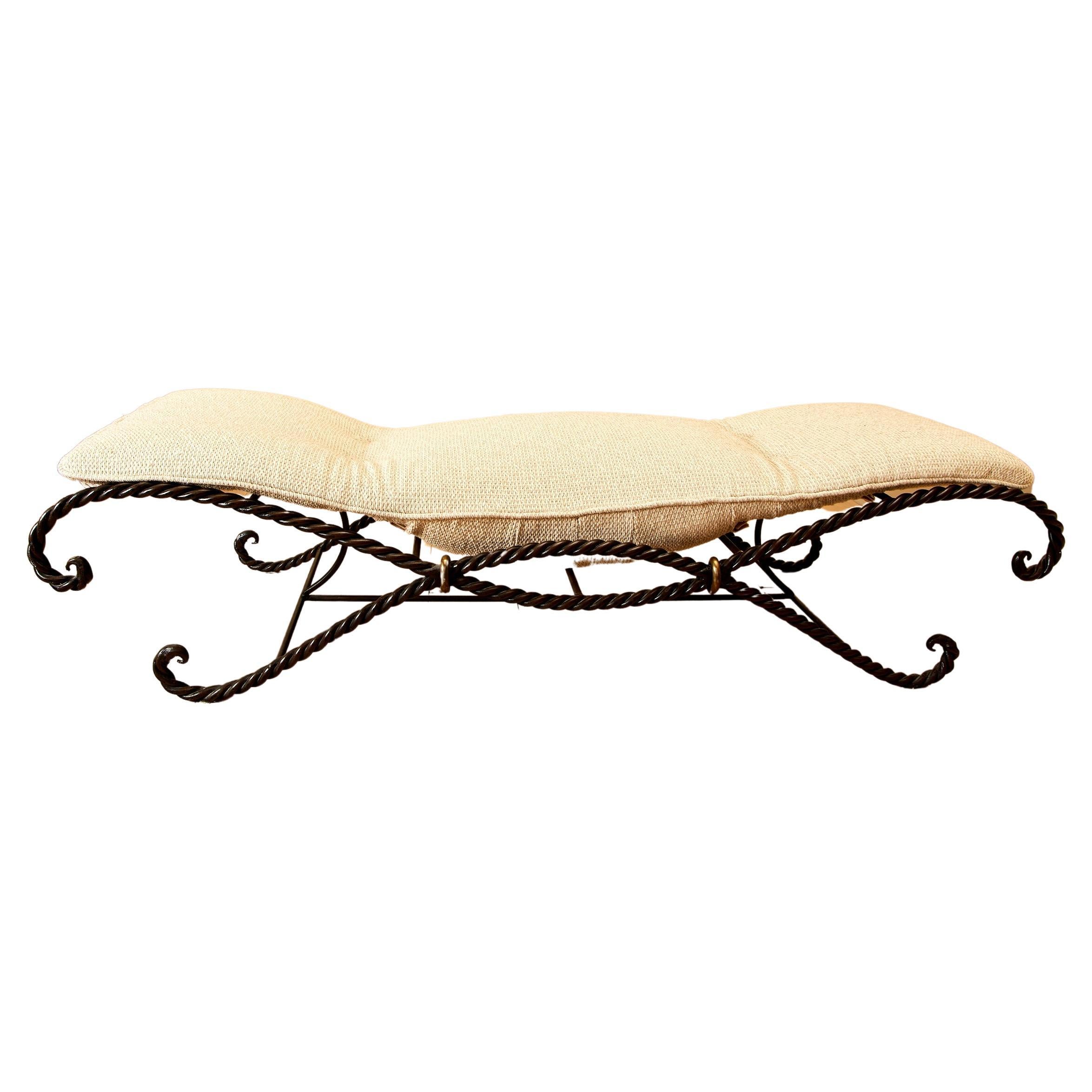 Very elegant lounge chair in twisted iron with cabochon windings, 1960 ...