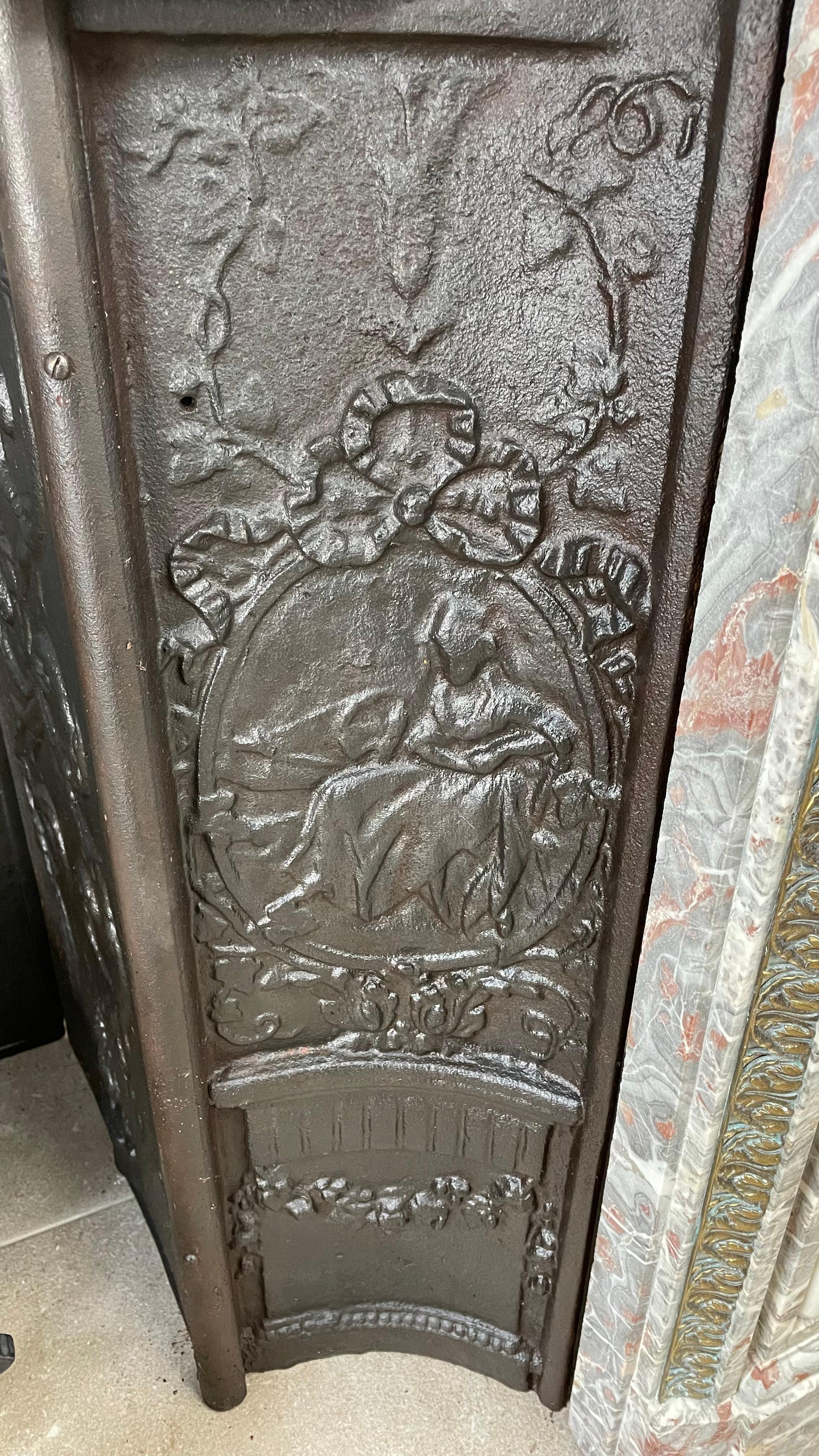 Very Exclusive Antique Marble Fireplace with Custom Made Cast Iron Insert at 1stDibs