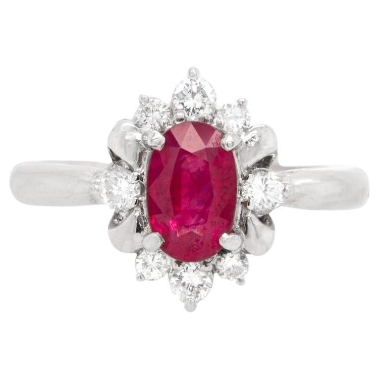 Very Fine Ruby Ring With Diamonds 1.50 Carats Total For Sale at 1stDibs