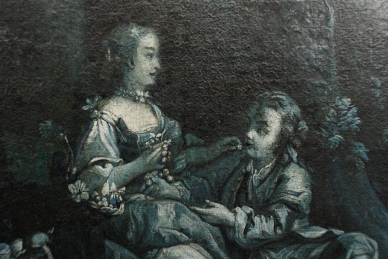 Very Fine and Rare Pair of Night Blue Grisaille Paintings, France ...