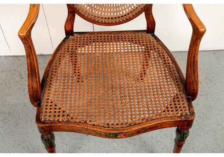 Very Fine Antique Adam Style Caned Armchair For Sale at 1stDibs