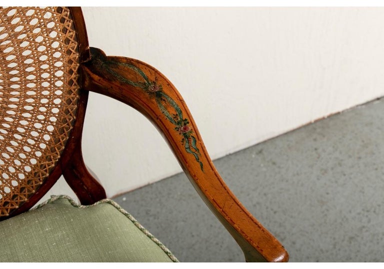 Very Fine Antique Adam Style Caned Armchair For Sale at 1stDibs