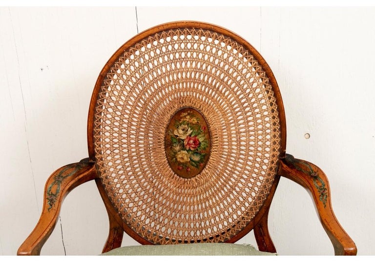 Very Fine Antique Adam Style Caned Armchair For Sale at 1stDibs