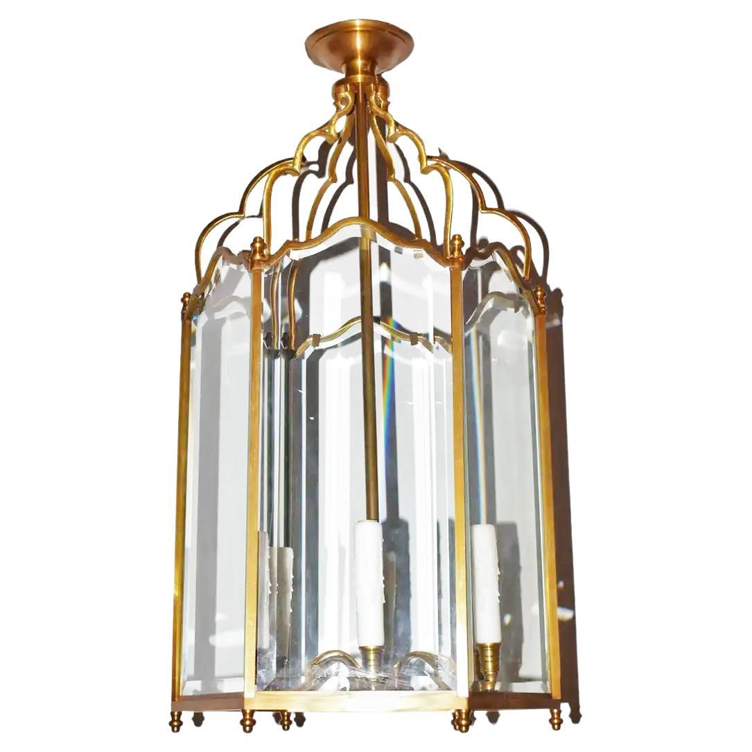 Fine Hand Forged Eight-Light Iron Lantern with Glass Panels For Sale at ...