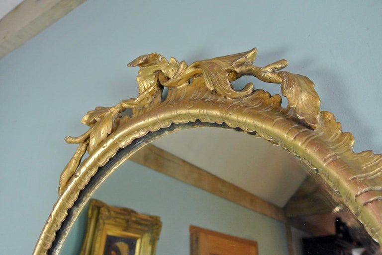 Very Fine Georgian Giltwood Oval Mirror c. 1760 For Sale at 1stDibs
