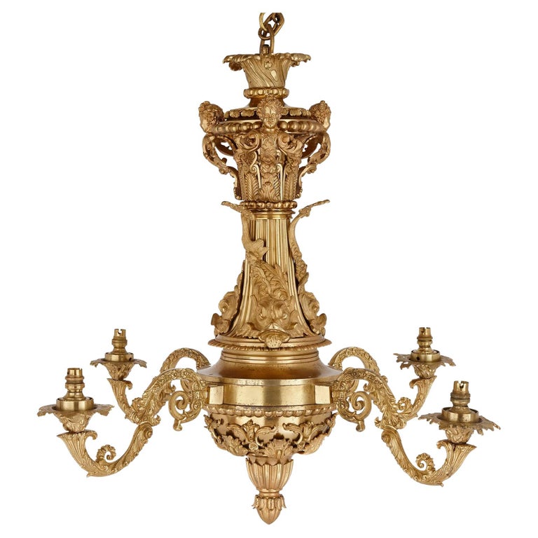 Very Fine Gilt Bronze Régence Style Antique Chandelier For Sale at 1stDibs