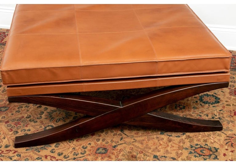 Very Fine Leather Top X Base Table/ Ottoman For Sale at 1stDibs