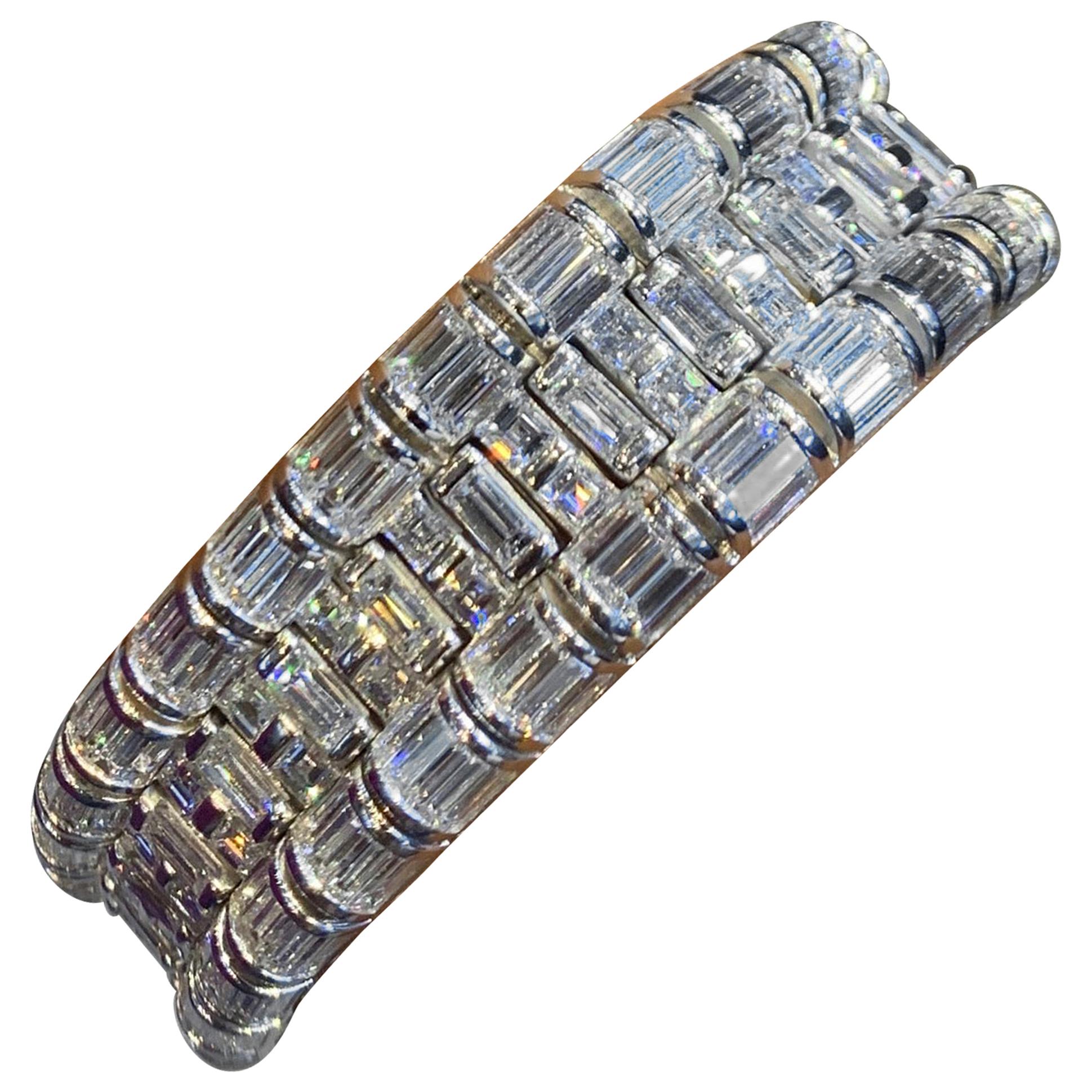 Three Row Akoya Black White Pearl Diamond Gold Bracelet at 1stDibs