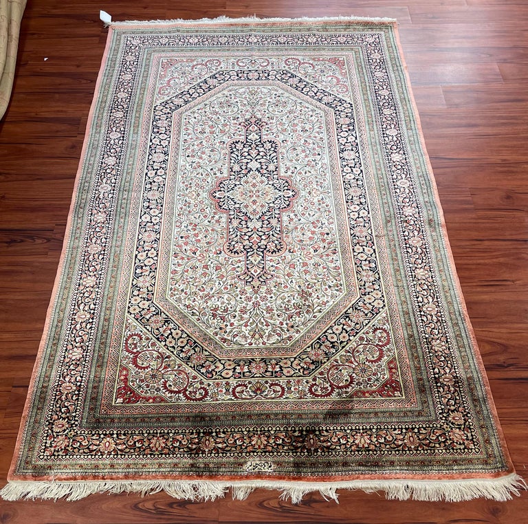 Very Fine Persian Silk Qum Rug / Carpet For Sale at 1stDibs