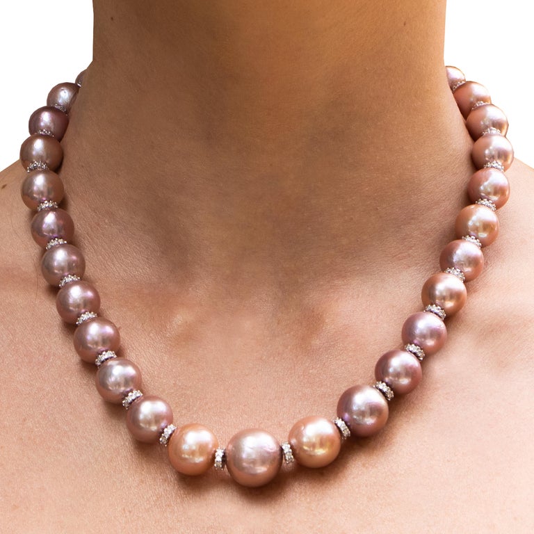 Very Fine Pink Pearls Necklace at 1stDibs