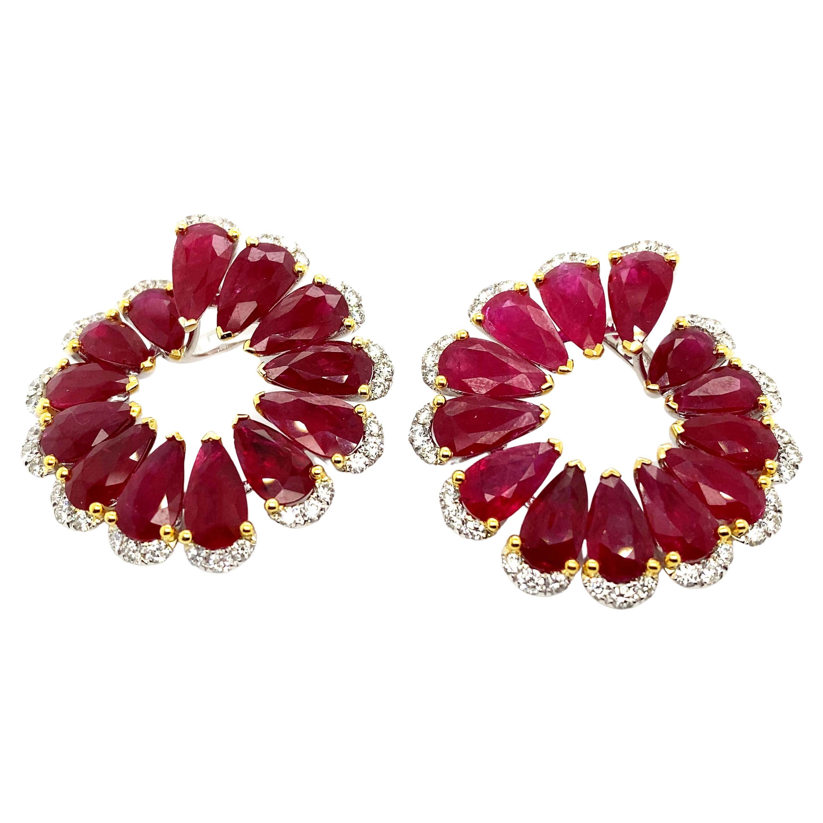 Very Fine Ruby and Diamond Convertible Earrings at 1stDibs