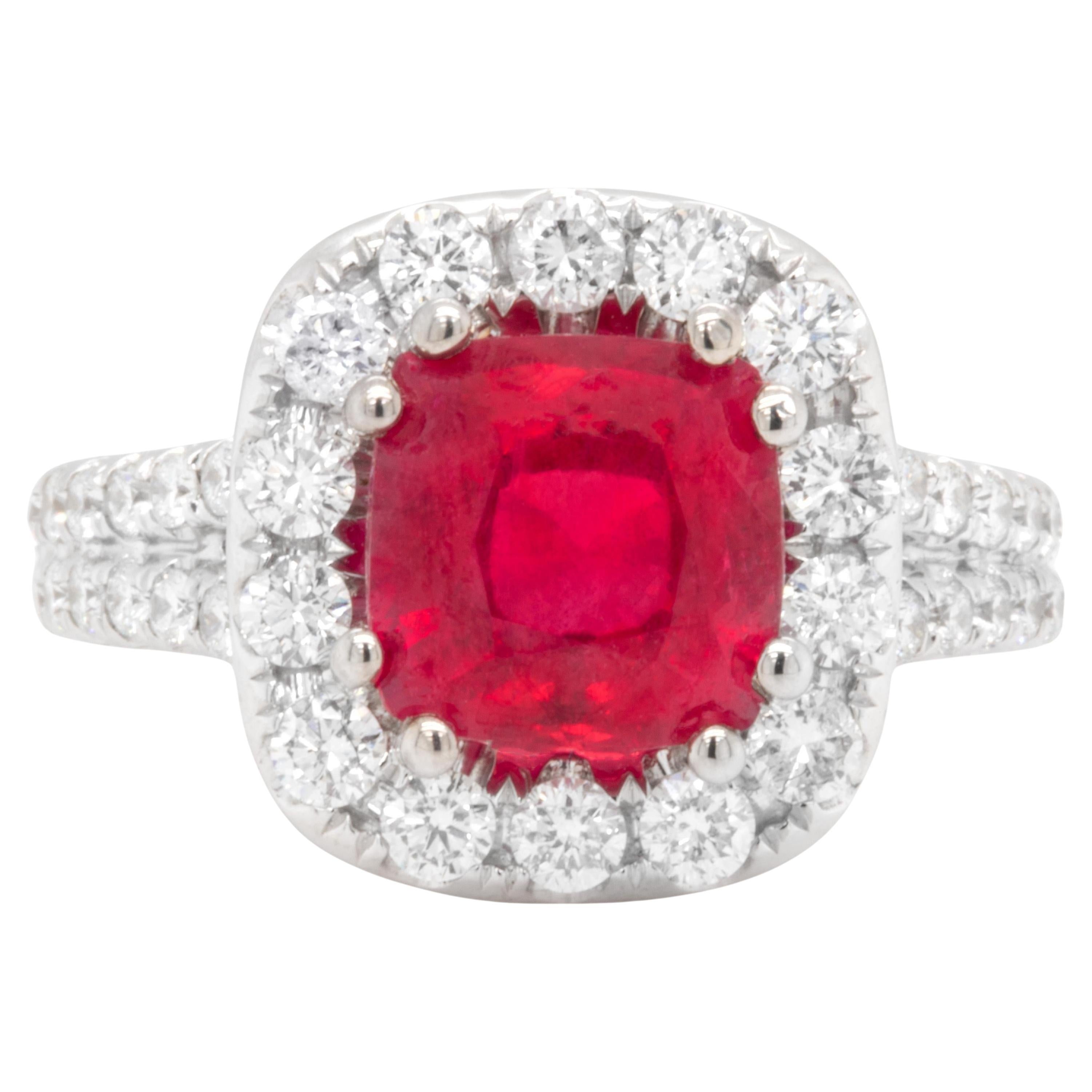 Very Fine Ruby Ring With Diamonds 4.70 Carats 18K White Gold For Sale ...