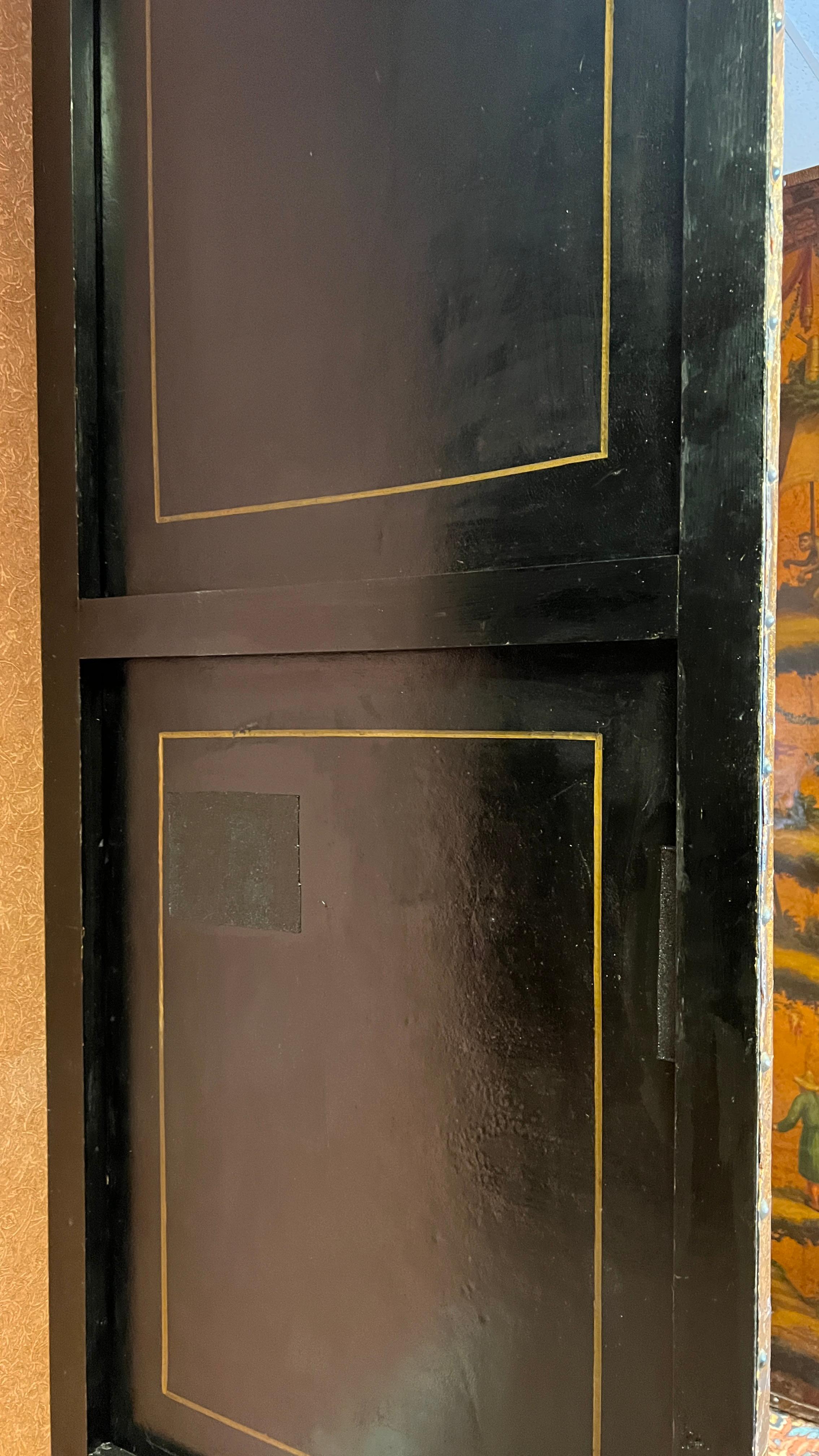 Very Finely Hand Painted Chinoiserie Leather Screen with Monkeys For ...