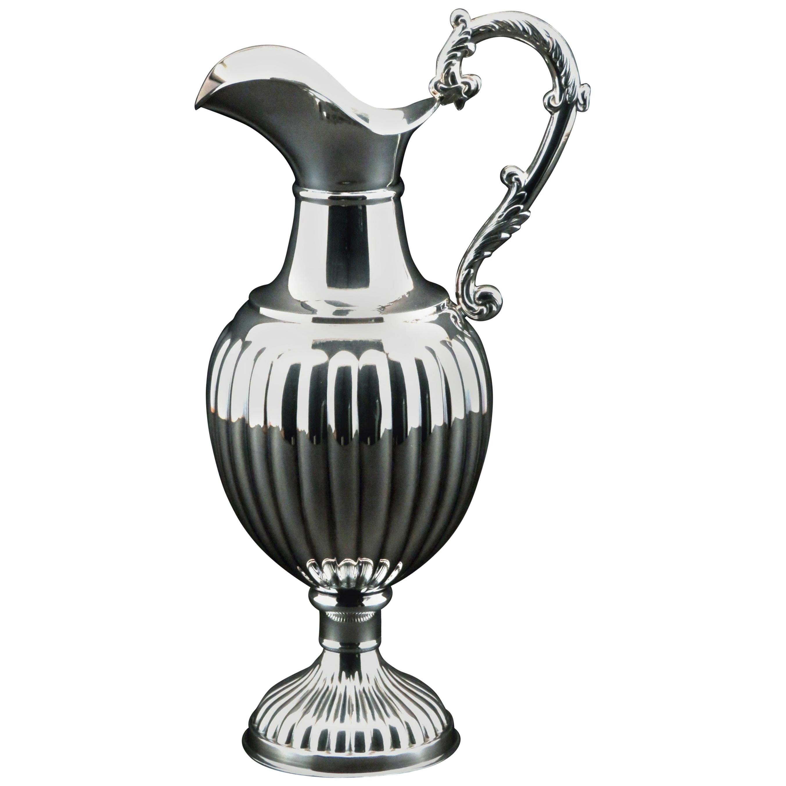 Hammered Silver Plate Pitcher by W.M. Mounts at 1stDibs