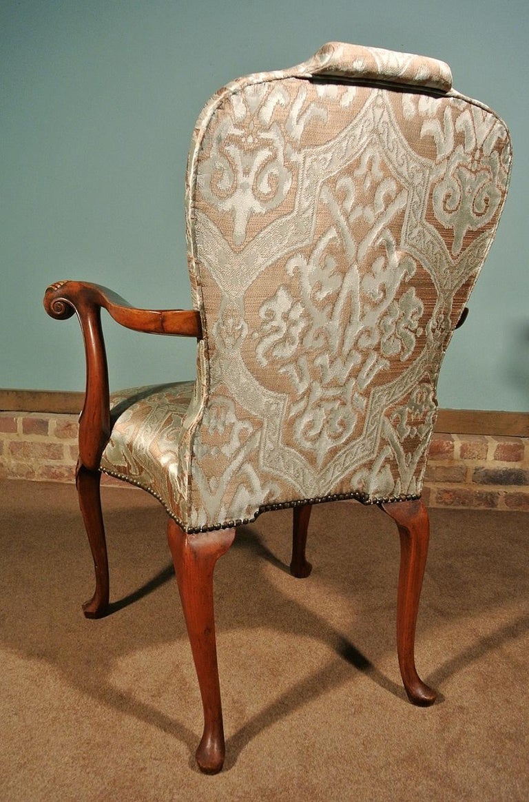 Very Good Victorian Arm Chair of Queen Anne Design, in Mint Green and ...
