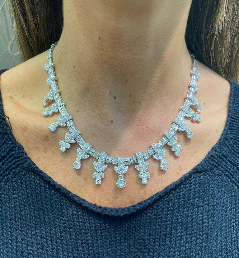 Art Deco Diamond Necklace For Sale at 1stDibs
