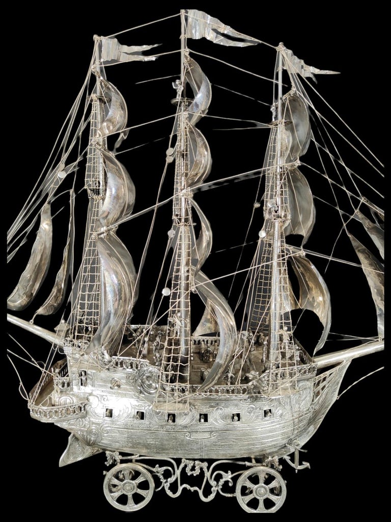 Very impressive 19th Century solid silver antique German model of a ...