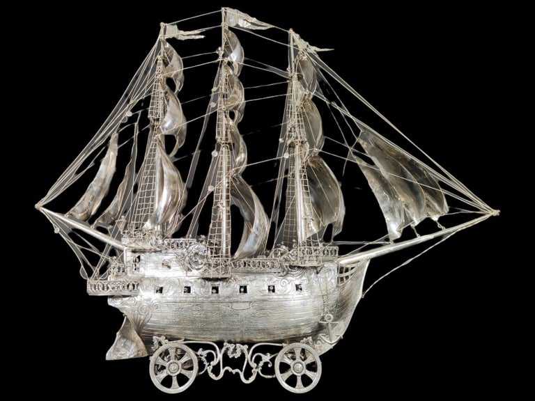 Very impressive 19th Century solid silver antique German model of a ...