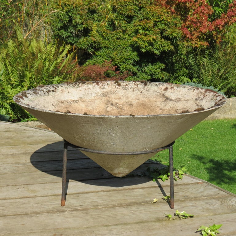 Very Large 1960s Conical Concrete Fibre Garden Planter on Stand ...