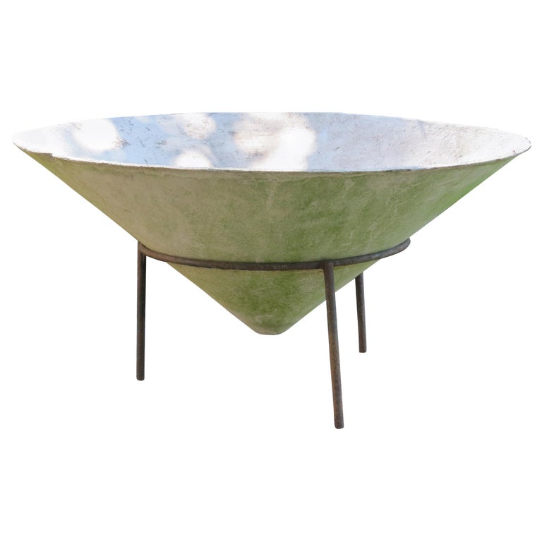 Very Large 1960s Conical Concrete Fibre Planter on Stand Florastone at ...