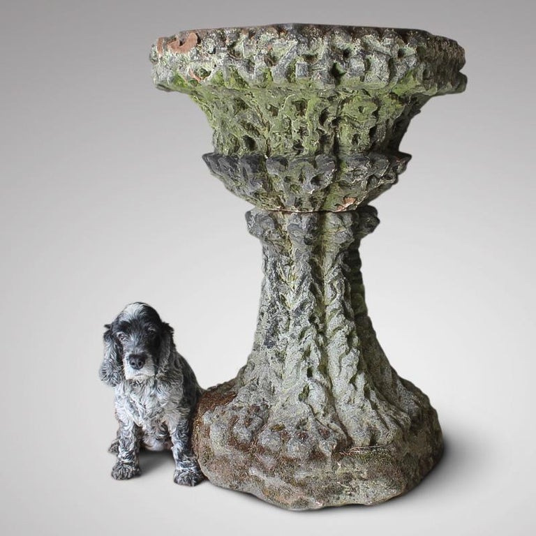 Very Large 19th Century Carved Stone Gothic Grotto Garden Urn Planter ...