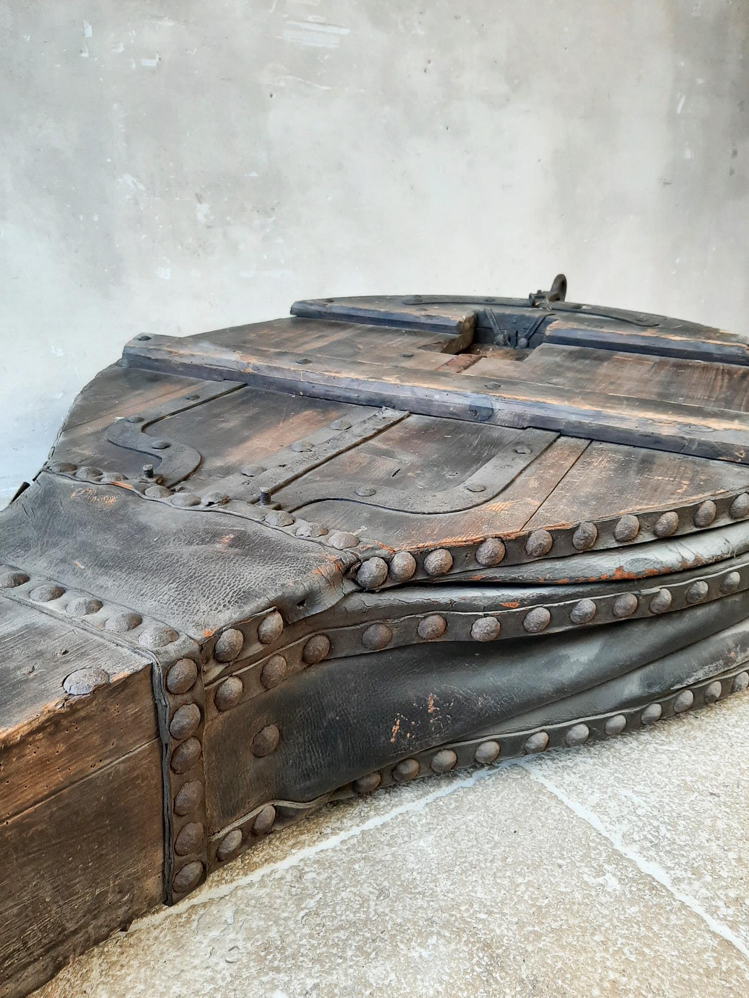 Very Large 19th Century Leather, Wrought Iron and Pine Blacksmith ...