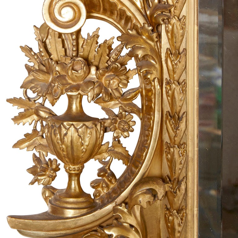 Very Large Antique Baroque Style Giltwood Mirror For Sale at 1stDibs