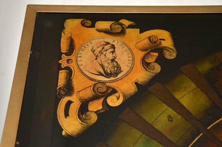 Very Large Antique Brass and Mahogany Atlas Coffee Table at 1stDibs