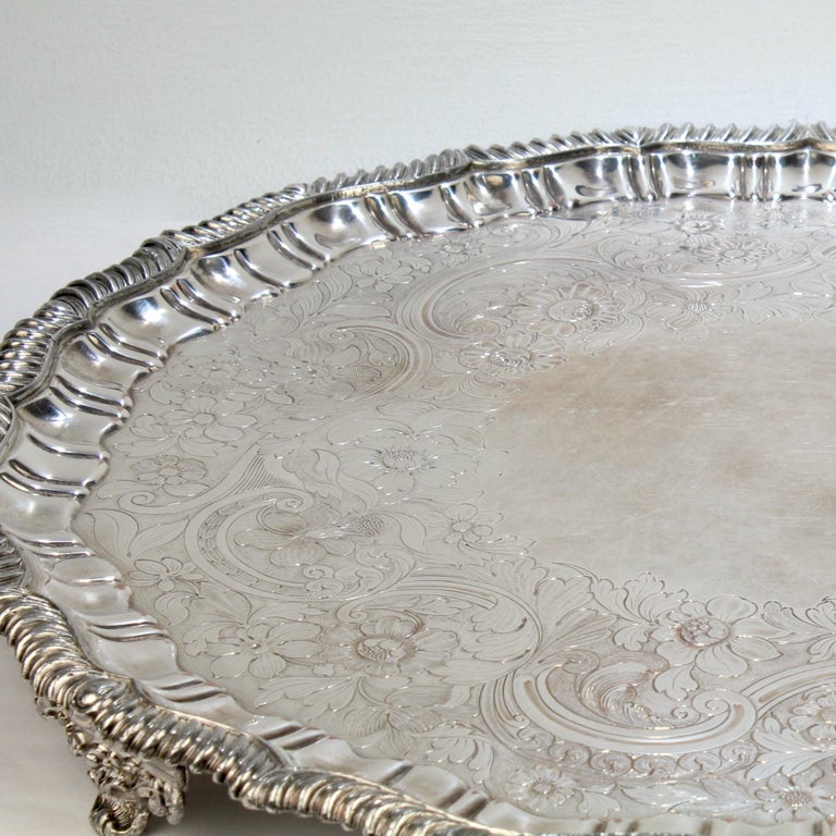 Very Large Antique Victorian Period Sheffield Silver Plate Salver or ...