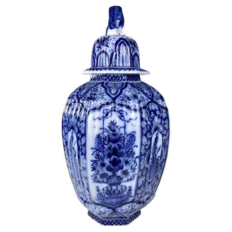 Very Large Blue and White Delft Jar Belgium circa 1880 For Sale at 1stDibs