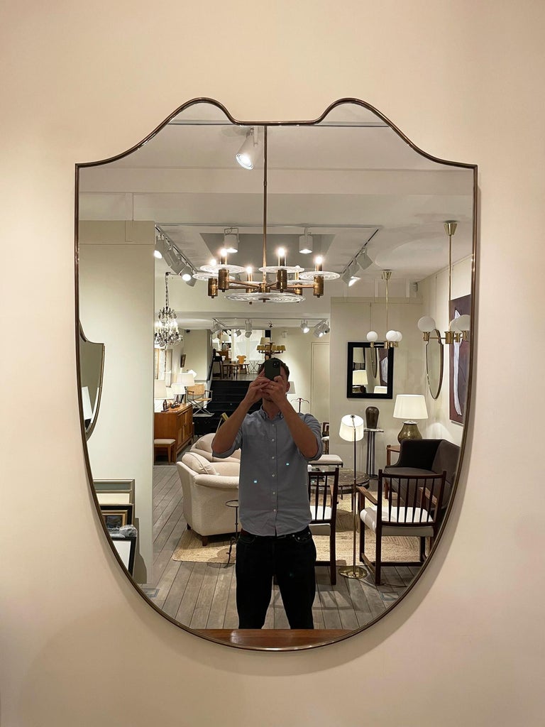 Very Large Brass Shield Shaped Mirror at 1stDibs