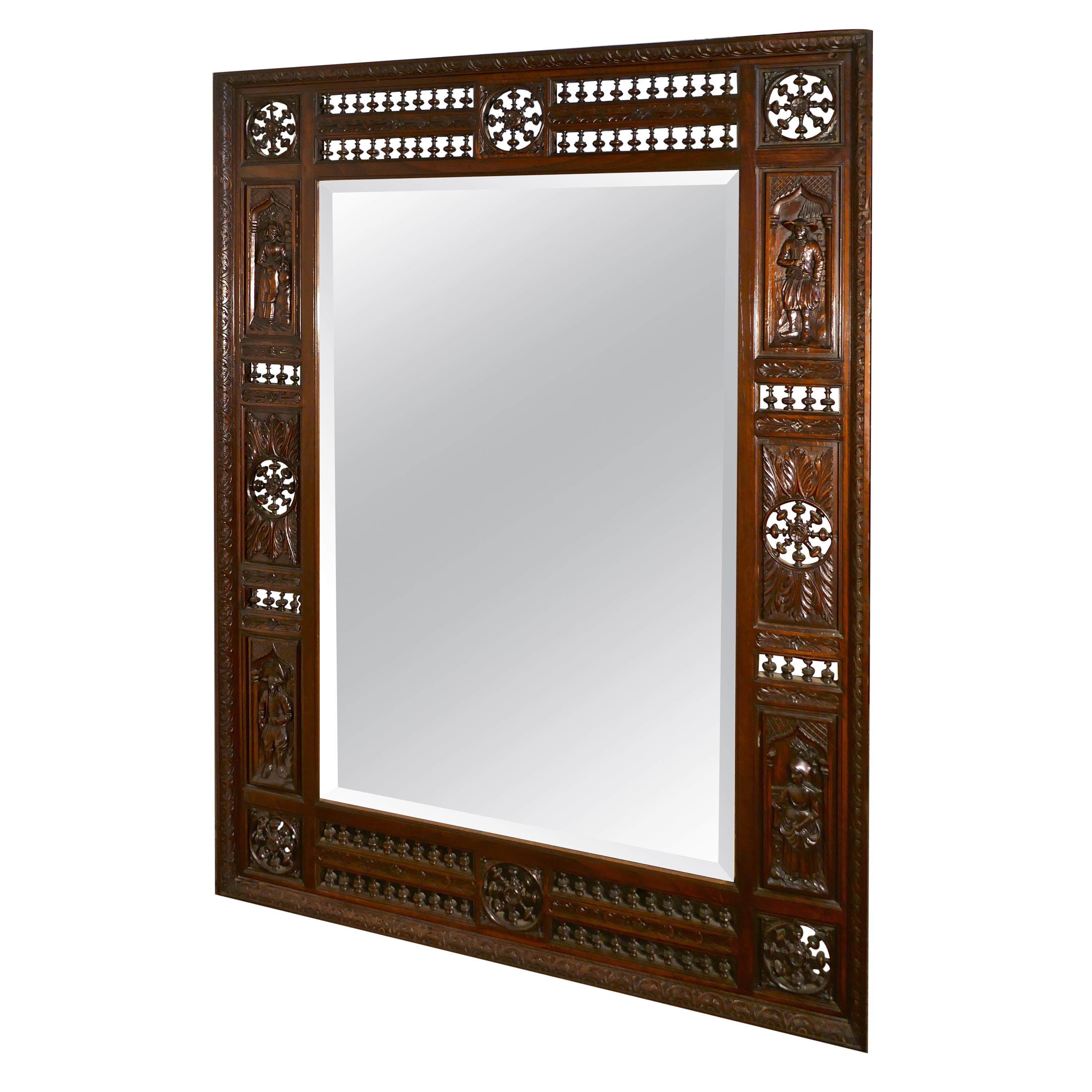 Very Large Bretton Carved Oak Wall Mirror at 1stDibs