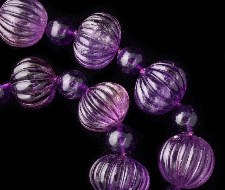 Very Large Carved Amethyst Necklace at 1stDibs