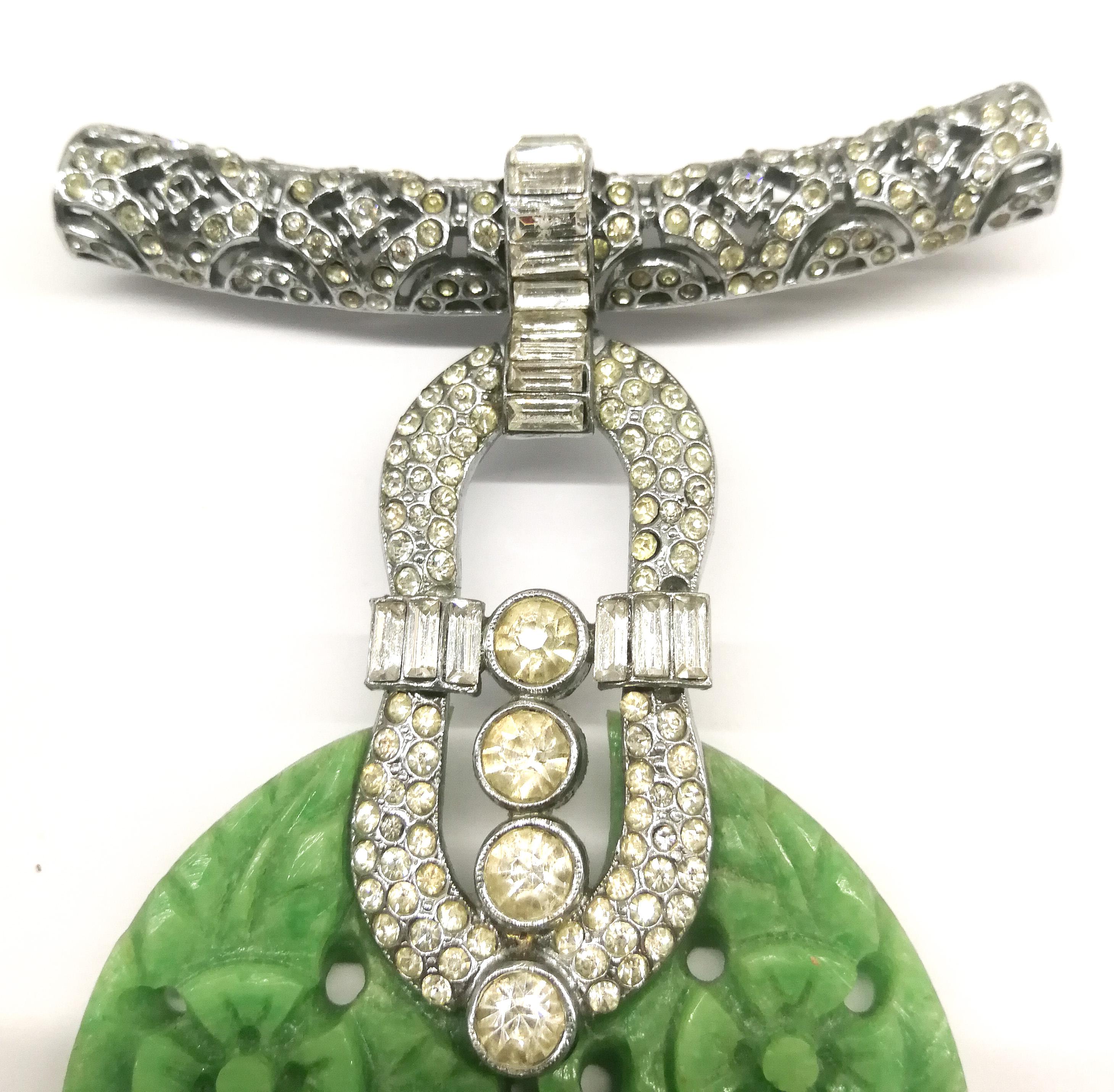 Very large carved Bakelite and clear paste 'medallion' brooch, France ...