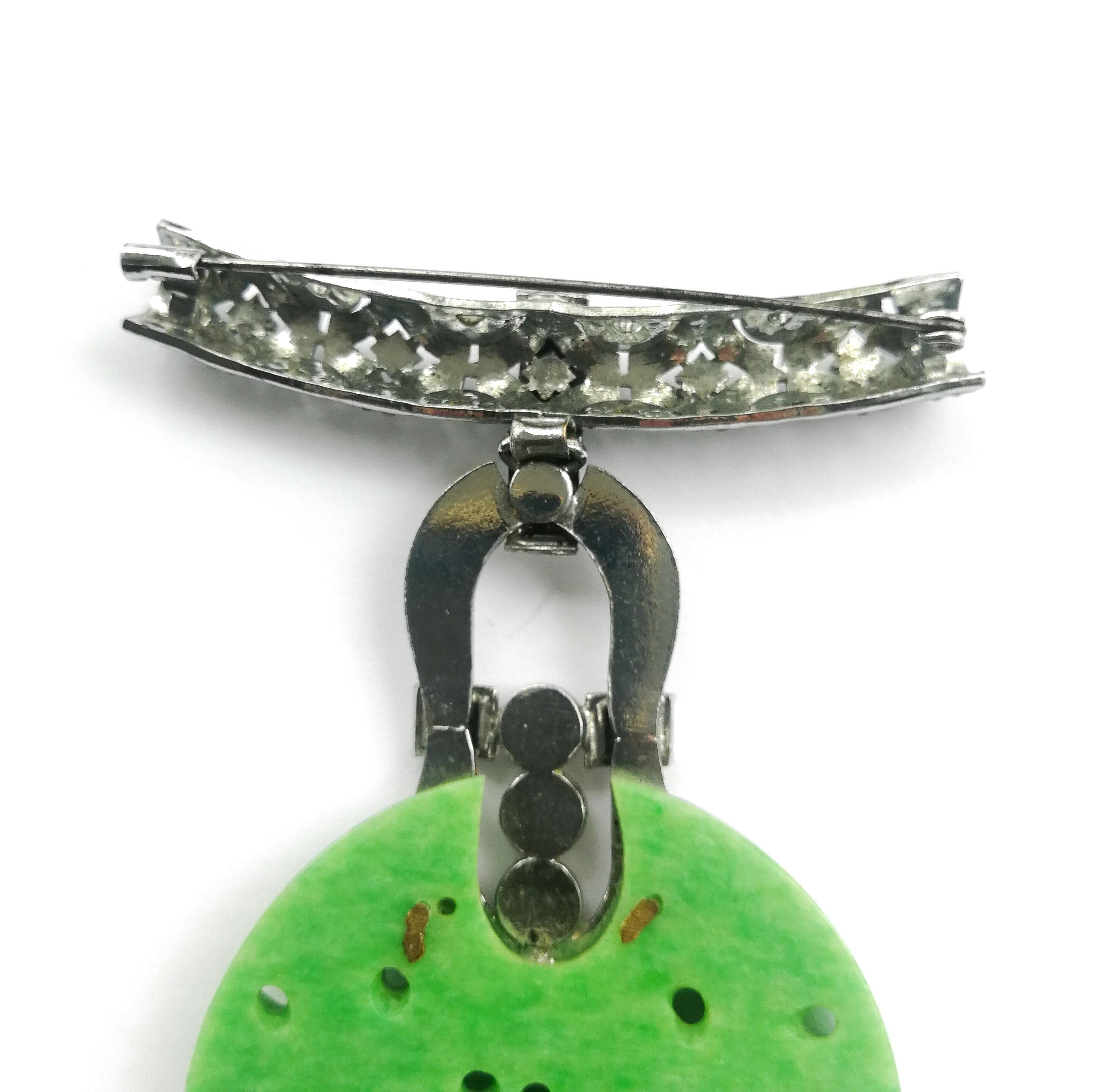 Very large carved Bakelite and clear paste 'medallion' brooch, France ...