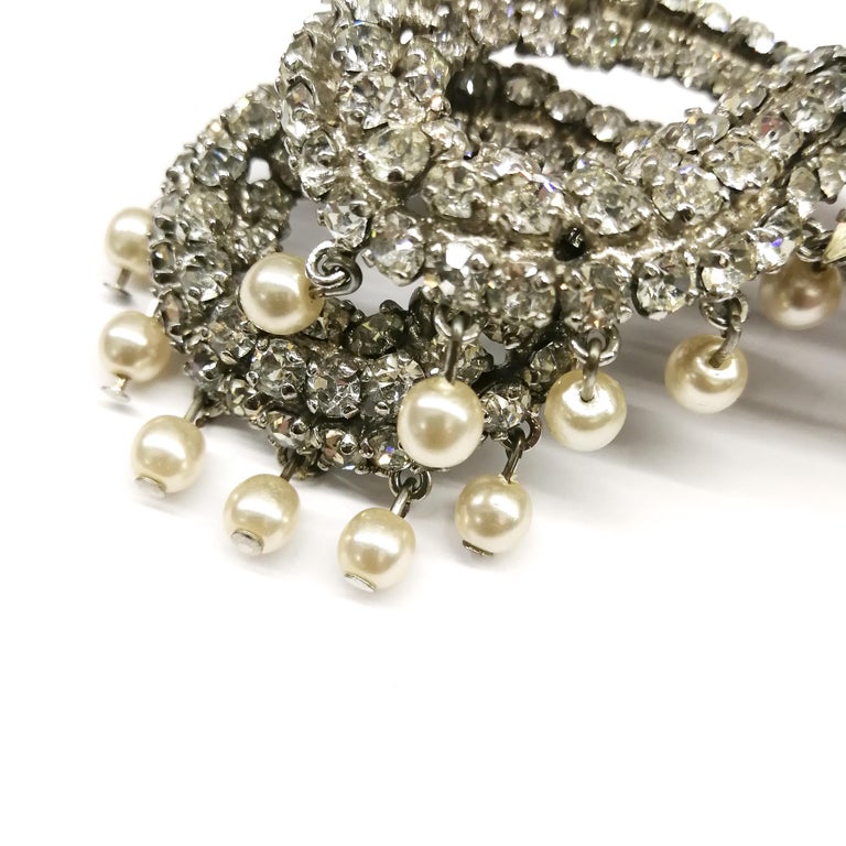 Very large clear paste and pearl 'bow' brooch, Roger Jean-Pierre ...