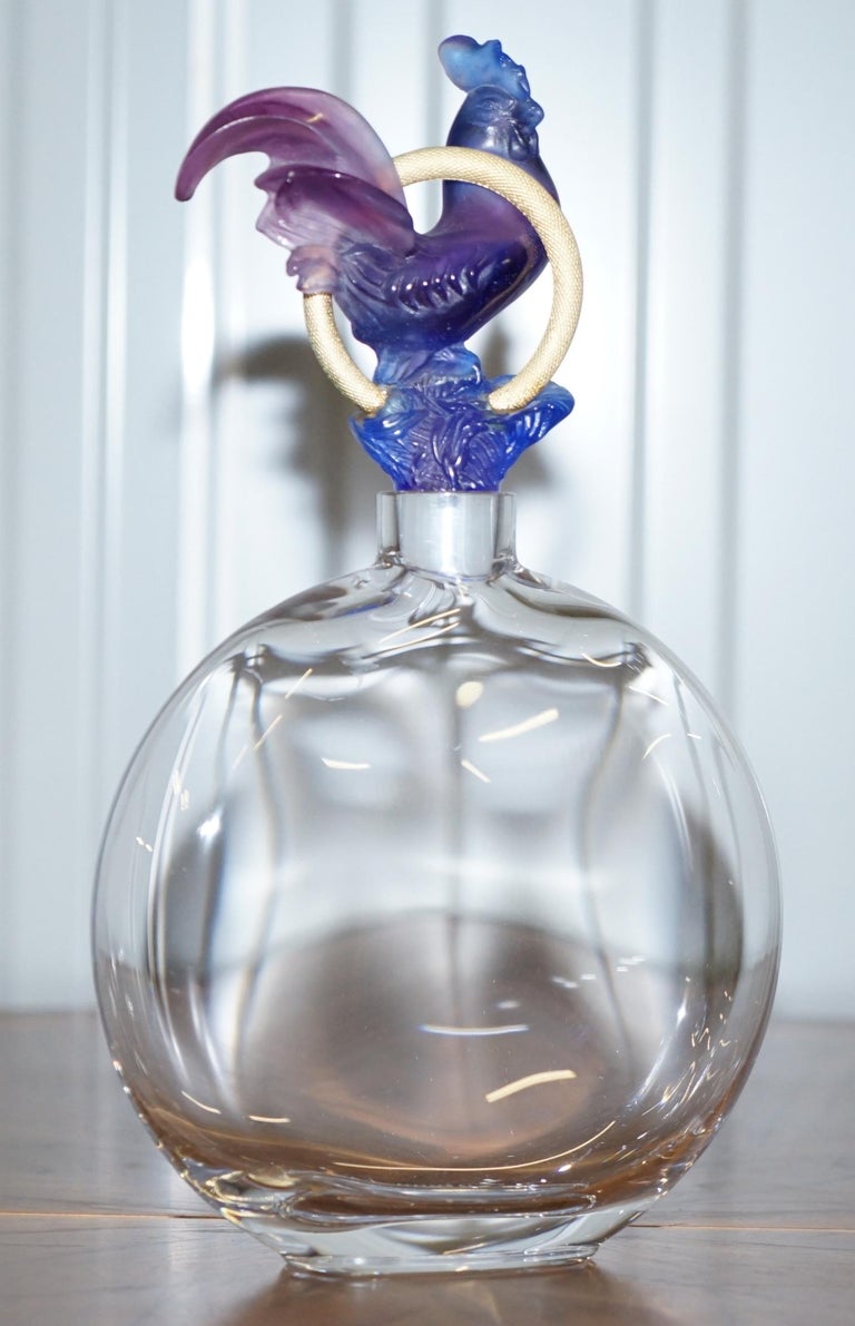 Very Large Daum France Glass Scent Perfume Bottle with Rooster Chicken ...