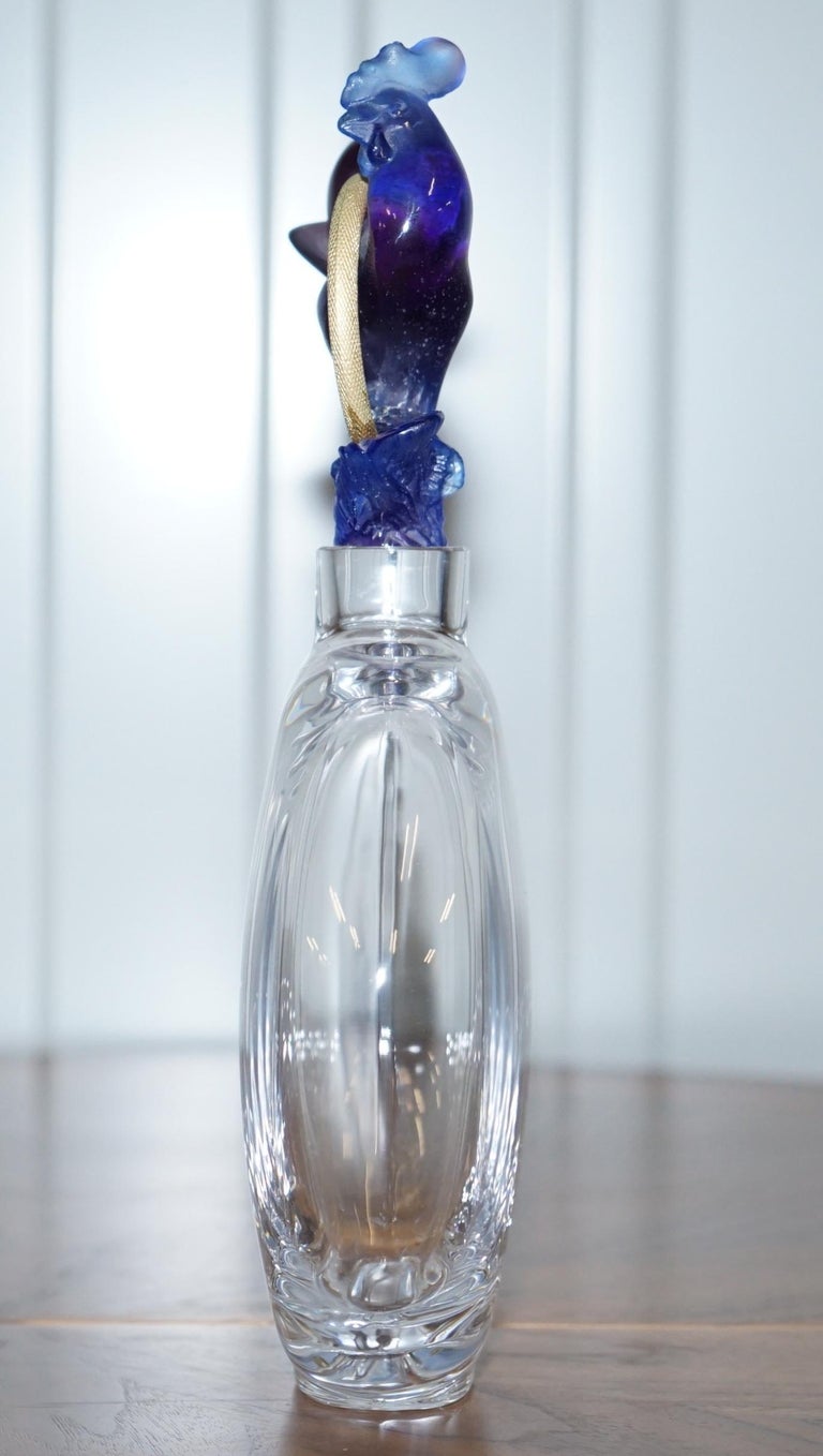 Very Large Daum France Glass Scent Perfume Bottle with Rooster Chicken ...