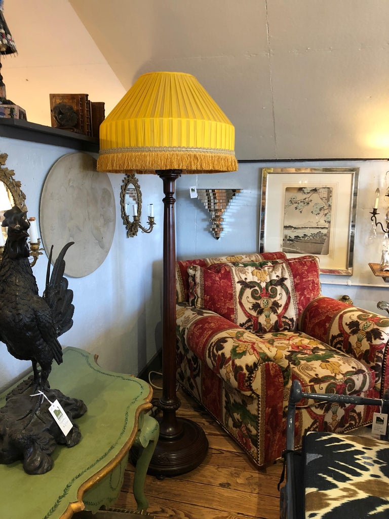 Very Large Dramatic Floor Lamp with Amazing Custom Vintage Silk Shade ...
