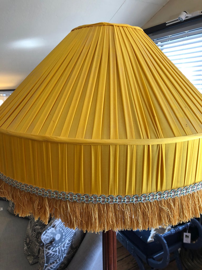 Very Large Dramatic Floor Lamp with Amazing Custom Vintage Silk Shade ...