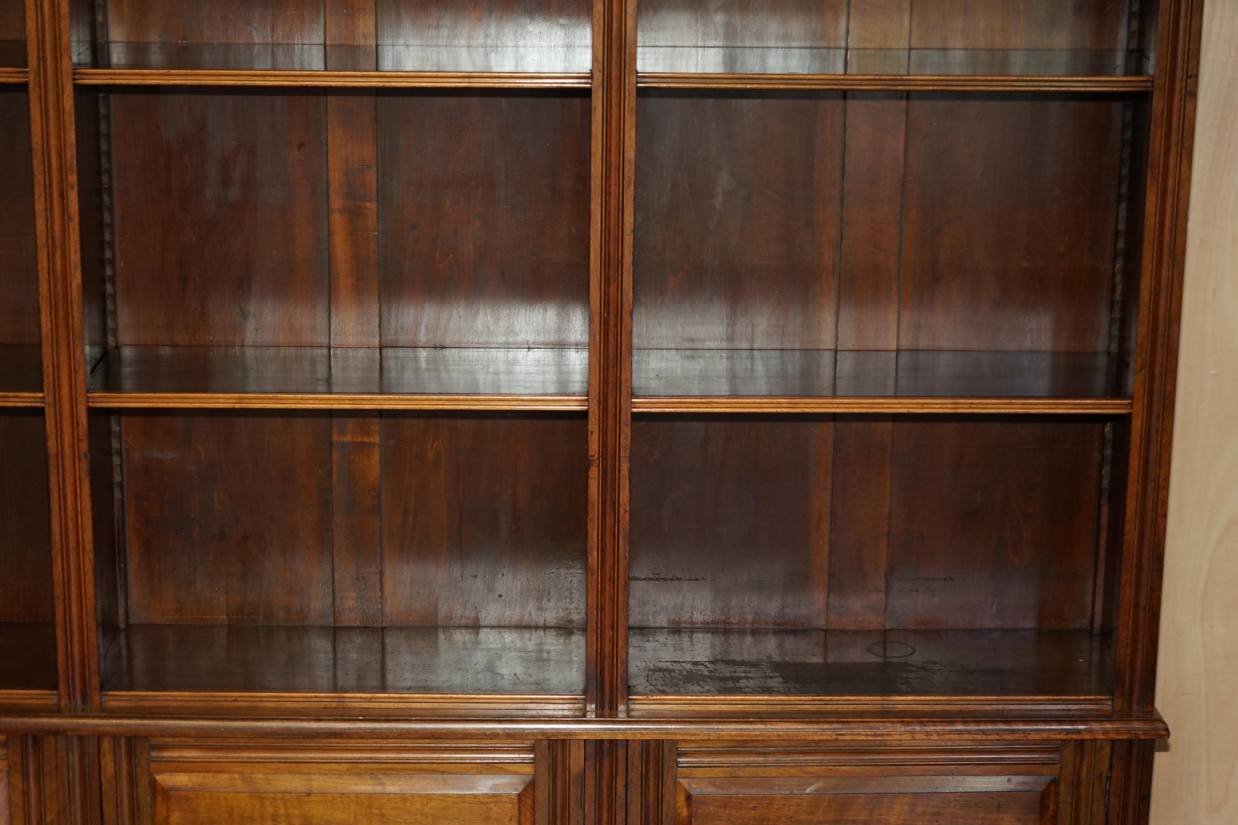 Very Large Fine Antique Victorian Walnut Bookcase with Three Large ...