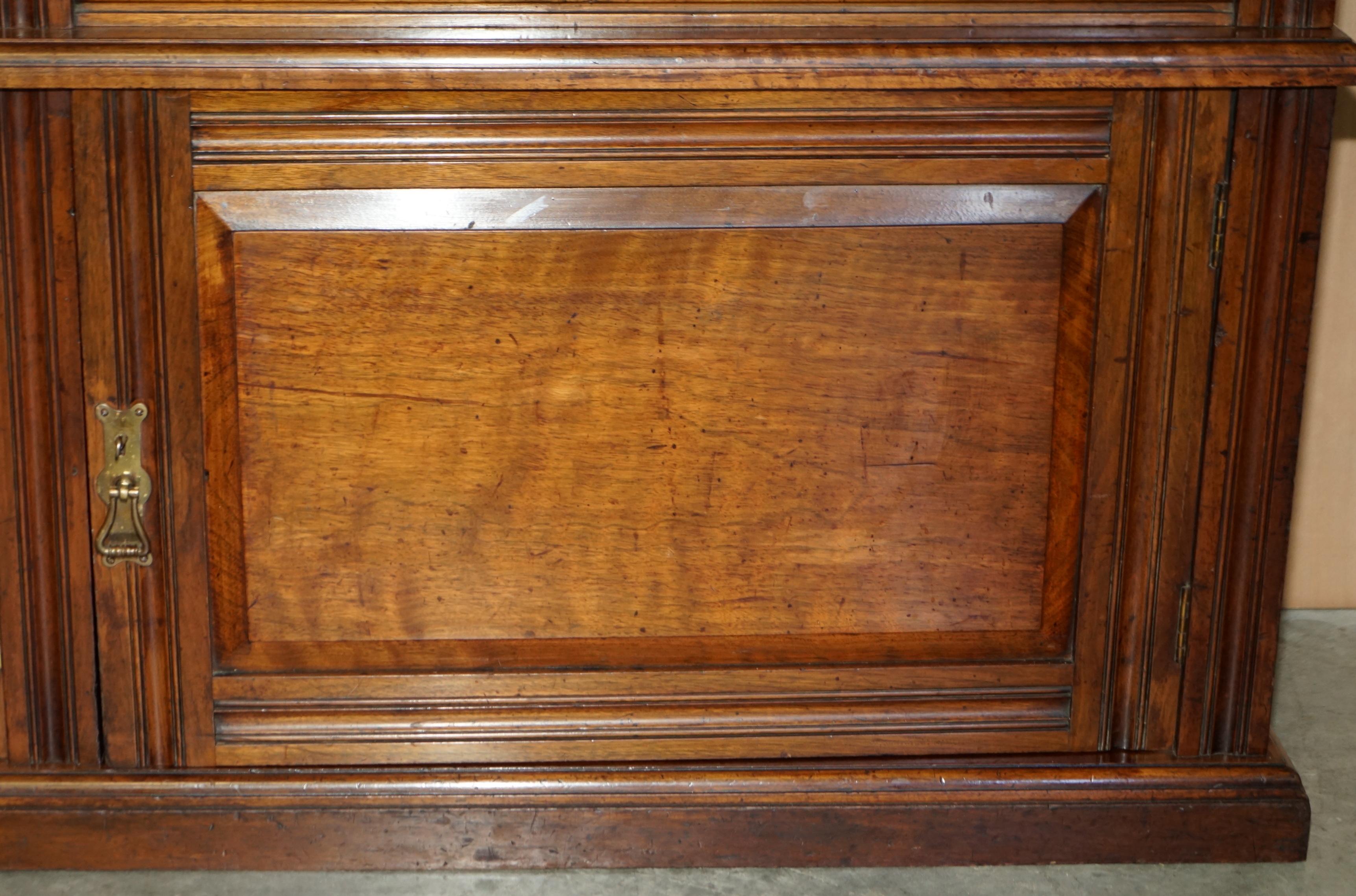 Very Large Fine Antique Victorian Walnut Bookcase with Three Large ...