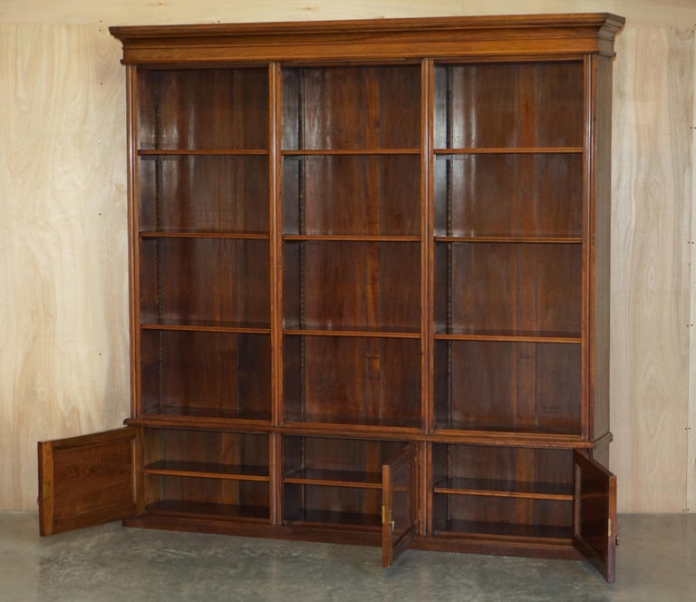 Very Large Fine Antique Victorian Walnut Bookcase with Three Large ...