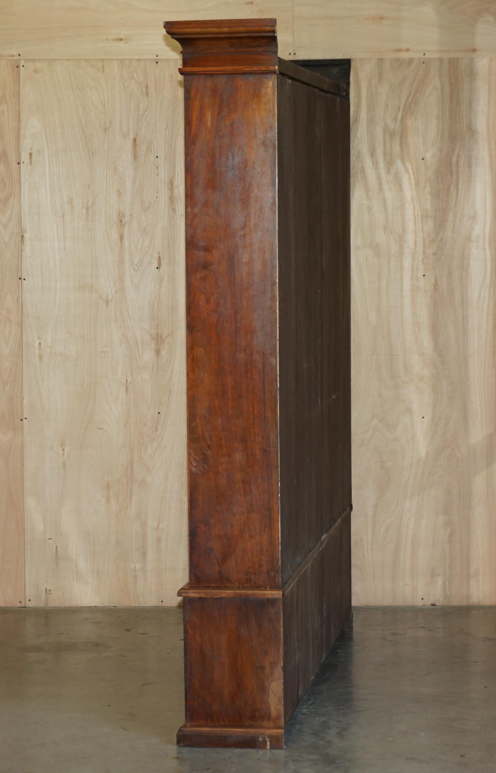 Very Large Fine Antique Victorian Walnut Bookcase with Three Large ...