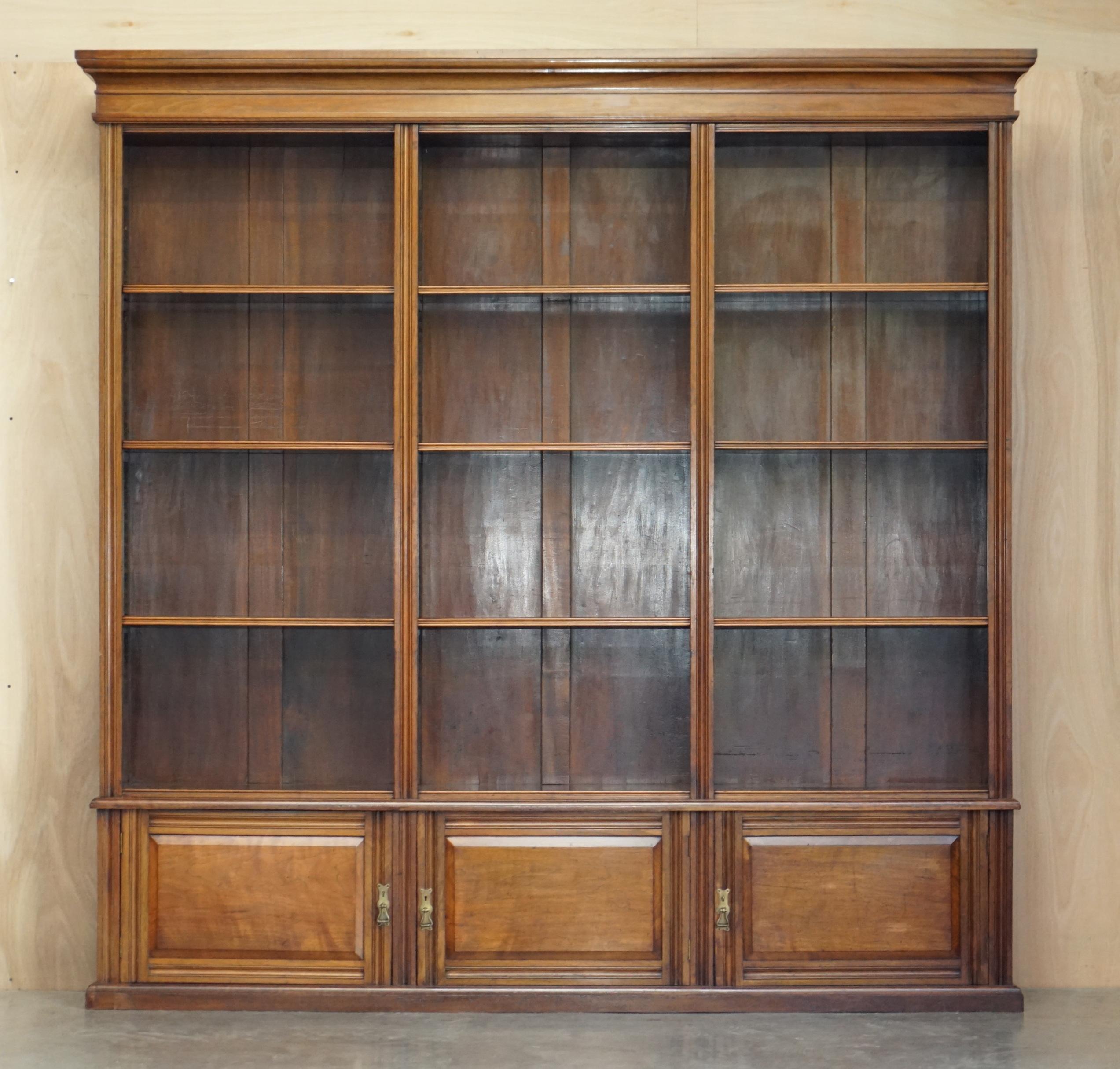 Very Large Fine Antique Victorian Walnut Bookcase with Three Large ...