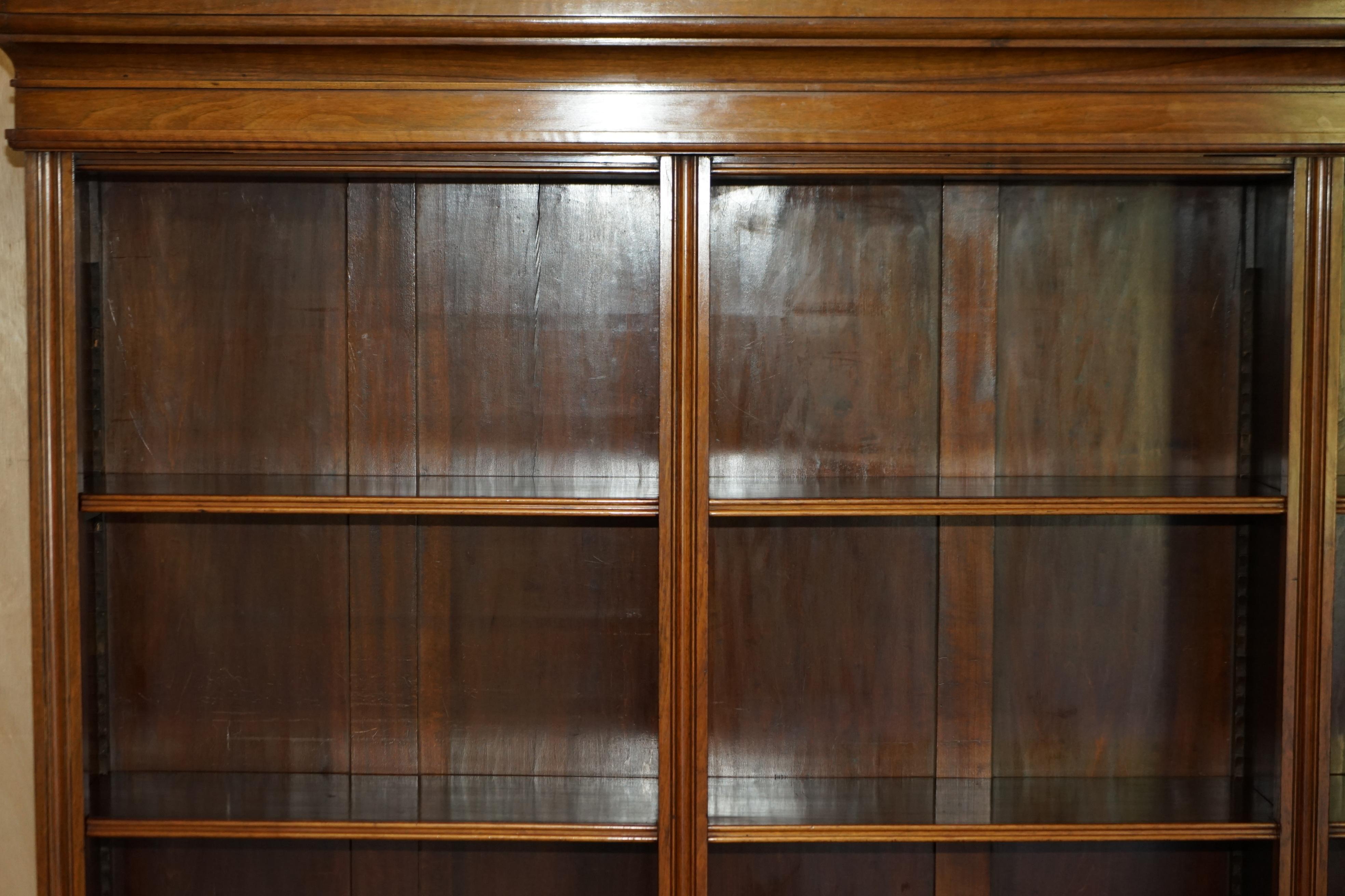 Very Large Fine Antique Victorian Walnut Bookcase with Three Large ...