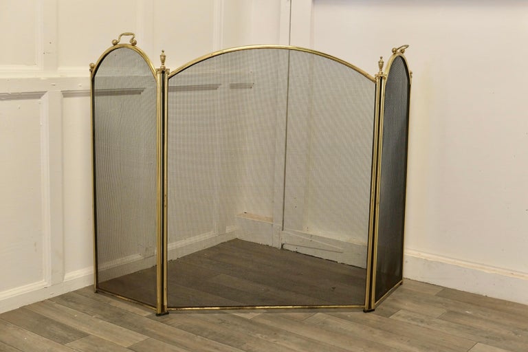 Very Large Folding Brass and Iron Fire Guard for Inglenook Fireplace ...