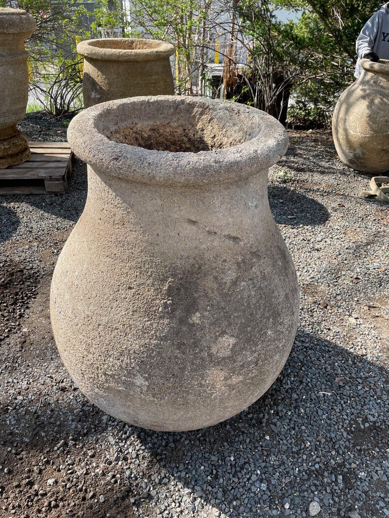 Very Large French Hand-Carved Stone Pot/Planter/Fountain with Flared ...